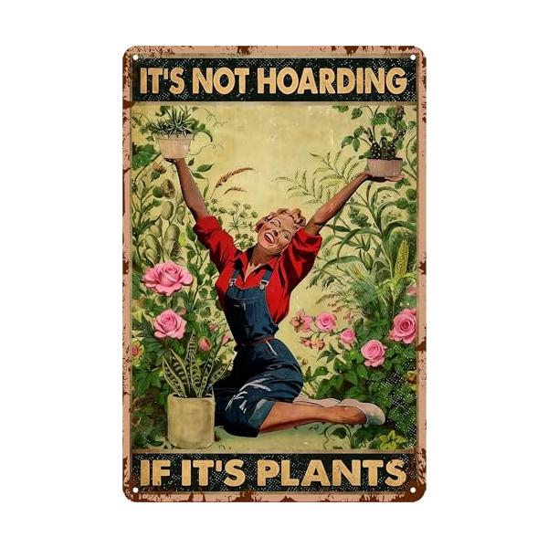 商品名: ガーデニングギフト ヴィンテージ ガーデニング レトロ メタル ブリキ看板 It's Not Hoarding If It's Plants Sign Plant Accessories Indoor Green House De...