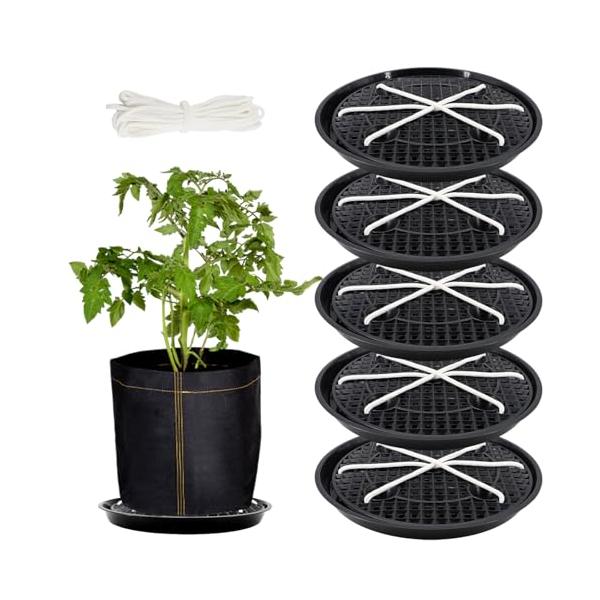 商品名: Soleeya 5個パック 12インチ プラスチック植物受け皿 屋内植物用セルフ散水ポット 底植物ウォーターキャッチャートレイ 屋内/屋外 温室 庭 自動灌漑システム 5ガロン生地栽培バッグ用 Soleeya 5-Pack 12"...