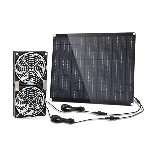 商品名:  Solar Fan, 30W Solar Powered Fan with Dual IPX7 Waterproof Fans for Outside Chicken Coops, Greenhouses, Sheds, Int...