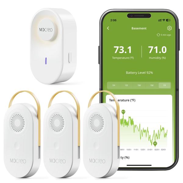商品名: MOCREO WiFi 湿度計 温度計 2000フィート 超長距離湿度センサー ハブナイトライト付き リモート温度モニター アプリアラート付き 2年間のデータエクスポート 自宅/温室/爬虫類タンク用 MOCREO WiFi Hyg...