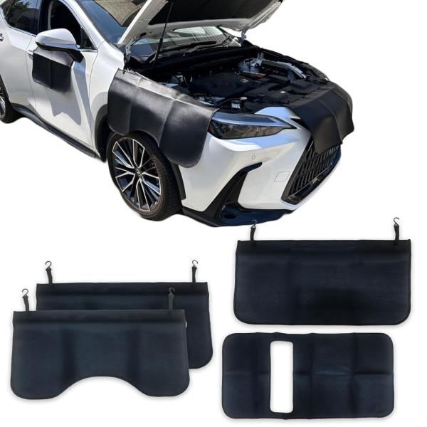 「商品情報」整備作業に最適なフェンダーカバー4枚セットをご紹介します。一級自動車整備士が実用性を追求して開発した、高品質な車両保護カバーです。セットには従来の3枚に加え、スキャンツール配線作業を効率化する専用ドアモールカバーが新たに追加され...