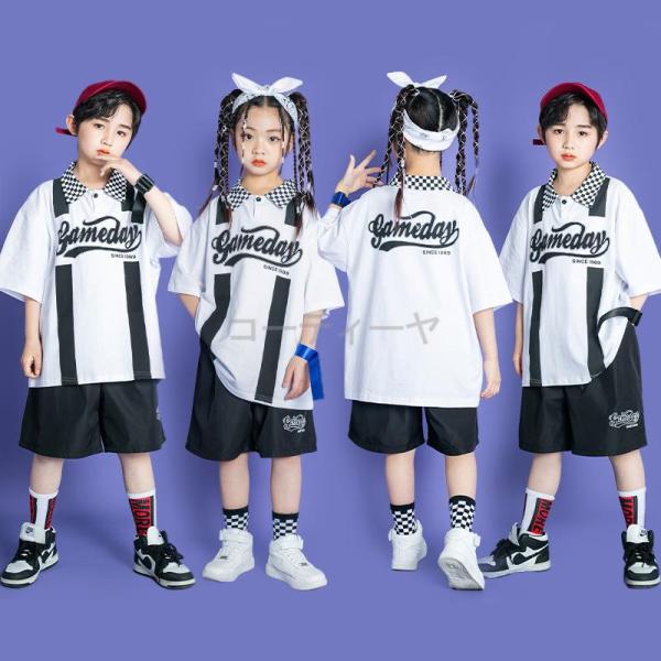 ダンス服装 体操服 JAZZ DANCE tシャツ スウェット キッズチアリーダー hiphop ヒップホップ  ステージ衣装 ダンスウェア 子供 応援団 運動会 甲子園 チアガール衣装 舞台演出服　おしゃれ　ストリート系　B系　K-POP...