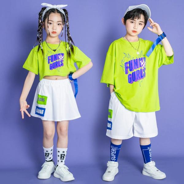 ダンス服装 体操服 JAZZ DANCE tシャツ スウェット キッズチアリーダー hiphop ヒップホップ  ステージ衣装 ダンスウェア 子供 応援団 運動会 甲子園 チアガール衣装 舞台演出服　おしゃれ　ストリート系　B系　K-POP...