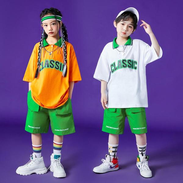 ダンス服装 体操服 JAZZ DANCE tシャツ スウェット キッズチアリーダー hiphop ヒップホップ  ステージ衣装 ダンスウェア 子供 応援団 運動会 甲子園 チアガール衣装 舞台演出服　おしゃれ　ストリート系　B系　K-POP...