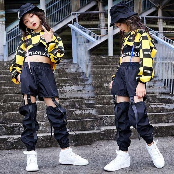 ダンス服装 体操服 JAZZ DANCE tシャツ スウェット キッズチアリーダー hiphop ヒップホップ 女の子 ステージ衣装 ダンスウェア 子供 応援団 運動会 甲子園 チアガール衣装 舞台演出服　おしゃれ　ストリート系　B系　K-...