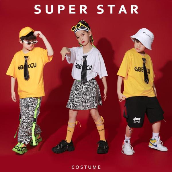 ダンス服装 体操服 JAZZ DANCE tシャツ スウェット キッズチアリーダー hiphop ヒップホップ 女の子 ステージ衣装 ダンスウェア 子供 応援団 運動会 甲子園 チアガール衣装 舞台演出服　おしゃれ　ストリート系　B系　K-...