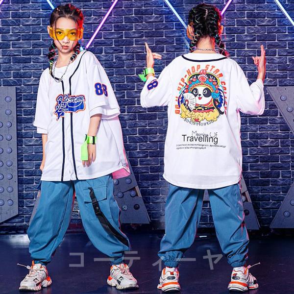 ダンス服装 体操服 JAZZ DANCE tシャツ スウェット キッズチアリーダー hiphop ヒップホップ 女の子 ステージ衣装 ダンスウェア 子供 応援団 運動会 甲子園 チアガール衣装 舞台演出服　おしゃれ　ストリート系　B系　K-...