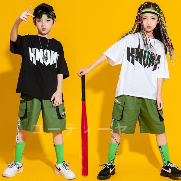ダンス服装 体操服 JAZZ DANCE tシャツ スウェット キッズチアリーダー hiphop ヒップホップ 女の子 ステージ衣装 ダンスウェア 子供 応援団 運動会 甲子園 チアガール衣装 舞台演出服　おしゃれ　ストリート系　B系　K-...