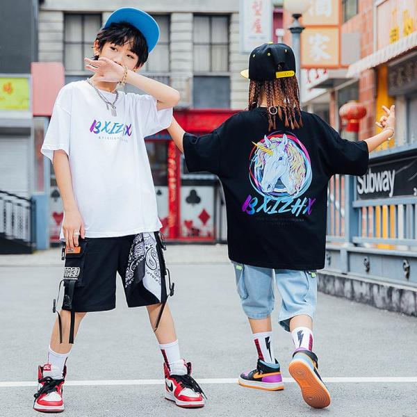 ダンス服装 体操服 JAZZ DANCE tシャツ スウェット キッズチアリーダー hiphop ヒップホップ 女の子 ステージ衣装 ダンスウェア 子供 応援団 運動会 甲子園 チアガール衣装 舞台演出服　おしゃれ　ストリート系　B系　K-...