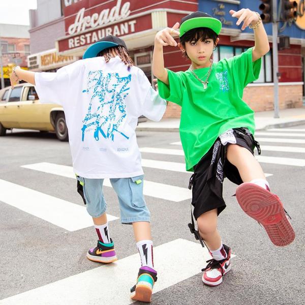 ダンス服装 体操服 JAZZ DANCE tシャツ スウェット キッズチアリーダー hiphop ヒップホップ 女の子 ステージ衣装 ダンスウェア 子供 応援団 運動会 甲子園 チアガール衣装 舞台演出服　おしゃれ　ストリート系　B系　K-...