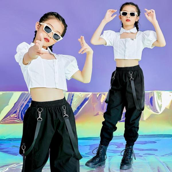 ダンス服装 体操服 JAZZ DANCE tシャツ スウェット キッズチアリーダー hiphop ヒップホップ 女の子 ステージ衣装 ダンスウェア 子供 応援団 運動会 甲子園 チアガール衣装 舞台演出服　おしゃれ　ストリート系　B系　K-...