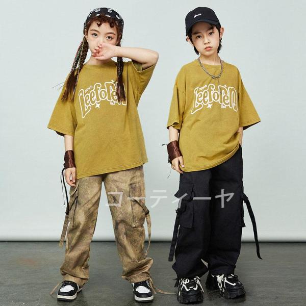 ダンス服装 体操服 JAZZ DANCE tシャツ スウェット キッズチアリーダー hiphop ヒップホップ  ステージ衣装 ダンスウェア 子供 応援団 運動会 甲子園 チアガール衣装 舞台演出服　おしゃれ　ストリート系　K-POP　韓国...