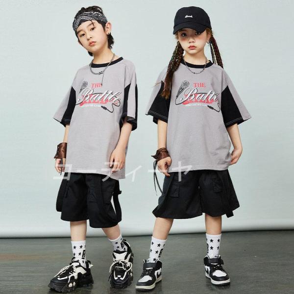 ダンス服装 体操服 JAZZ DANCE tシャツ スウェット キッズチアリーダー hiphop ヒップホップ  ステージ衣装 ダンスウェア 子供 応援団 運動会 甲子園 チアガール衣装 舞台演出服　おしゃれ　ストリート系　K-POP　韓国...