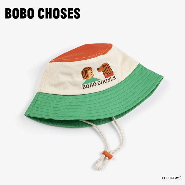 ●商品について可愛らしい犬と女の子のモチーフがプリントされたBOBO CHOSESのバケットハットです。顎紐つきでお子様も安心して被れます。●原産国中国●素材100% Recycled Cotton●サイズHEAD 48cmHEAD 50cm