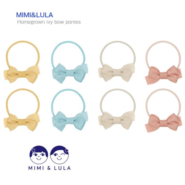 【3点までネコポス可】ヘアアクセサリブランド MIMI&amp;LULA ★【ミミアンドルーラ】ホームグロウン アイビー ボウ ポニー  8個セット 3.8cm幅 ◆ ヘアゴム リボン ピンク ベージュ ペールブルー マスタード パステルカ...