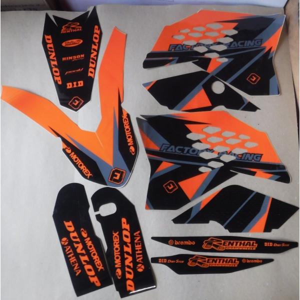 FLU DESIGNS PTS6ノーマルのグラフィックよりも丈夫で厚みがある15mmビニールグラフィックキットの内容は写真に写っている通りです[適合車種] KTMSX SXF XC XCF フルサイズモデル 2007 2008 2009 2...