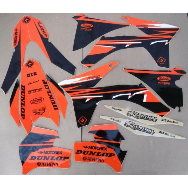 FLU DESIGNS PTS5 TEAMノーマルのグラフィックよりも丈夫で厚みがある15mmビニールグラフィックキットの内容は写真に写っている通りです[適合車種] KTM SX SXF XC XCF 150 250 300 350 450...