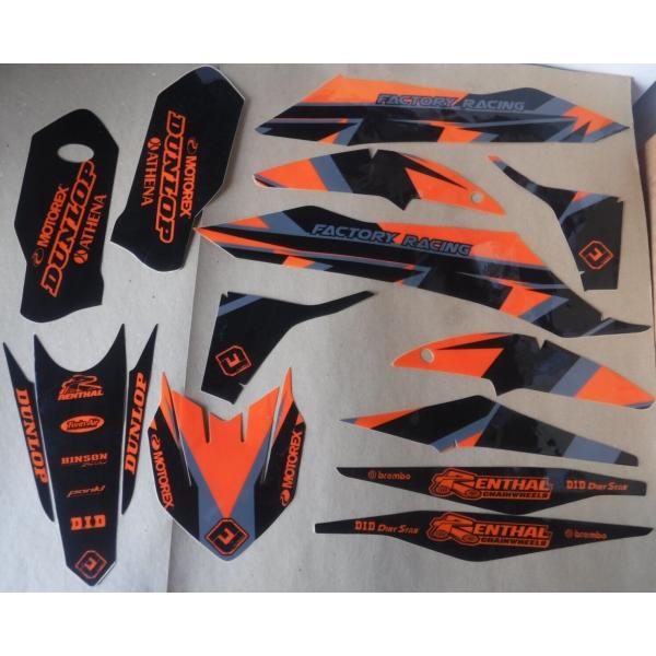 FLU DESIGNS PTS6ノーマルのグラフィックよりも丈夫で厚みがある15mmビニールグラフィックキットの内容は写真に写っている通りです[適合車種] KTM XW XCF SX SXF 125 150 250 300 350 450 ...