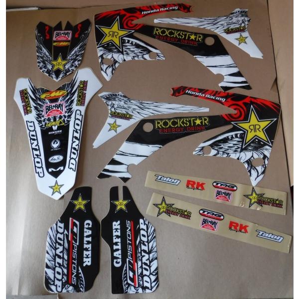 TEAM  ROCKSTARノーマルのグラフィックよりも丈夫で厚みがある15mmビニールグラフィックキットの内容は写真に写っている通りです[適合車種] ホンダCRF250R 2010 2011 2012 2013CRF450R 2009 2...