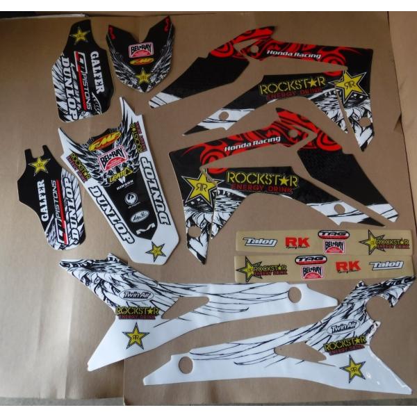 TEAM  ROCKSTARノーマルのグラフィックよりも丈夫で厚みがある15mmビニールグラフィックキットの内容は写真に写っている通りです[適合車種] ホンダCRF250R 2014 2015 2016 2017CRF450R 2013 2...