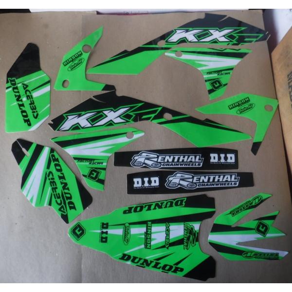 FLU DESIGNS PTS6 TEAMノーマルのグラフィックよりも丈夫で厚みがある15mmビニールグラフィックキットの内容は写真に写っている通りです[適合車種] カワサキ KX250 KX250F 2017 2018 2019 2020