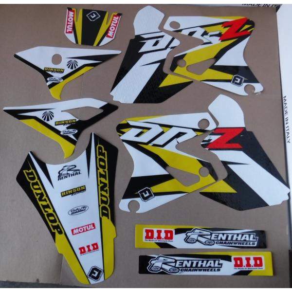 FLU DESIGNS PTS3ノーマルのグラフィックよりも丈夫で厚みがある15mmビニールグラフィックキットの内容は写真に写っている通りです[適合車種] スズキ DRZ400 S/E/SM 全年式