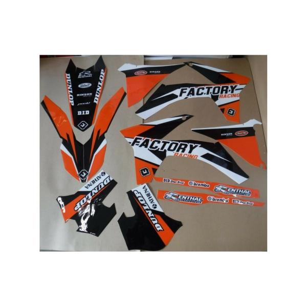 FLU DESIGNS PTS4 TEAMノーマルのグラフィックよりも丈夫で厚みがある15mmビニールグラフィックキットの内容は写真に写っている通りです[適合車種] KTM XCW XCWF EXC EXCF 2012-2013