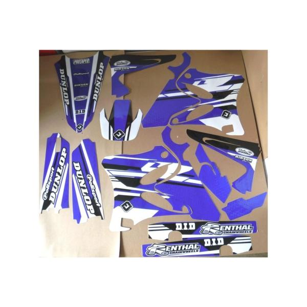 FLU DESIGNS PTS4 TEAMノーマルのグラフィックよりも丈夫で厚みがある15mmビニールグラフィックキットの内容は写真に写っている通りです[適合車種] ヤマハ YZ125 YZ250 2003 2004 2005