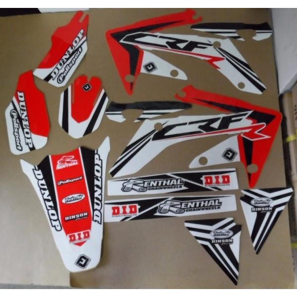 FLU Designs PTS3ノーマルのグラフィックよりも丈夫で厚みがある15mmビニールグラフィックキットの内容は写真に写っている通りです[適合車種] ホンダ  CRF250R 2004 2005 2006 2007 2008 2009...