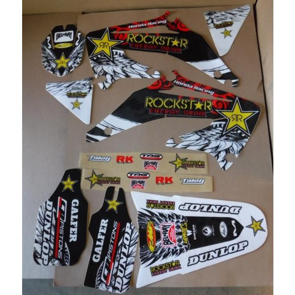 TEAM ROCKSTARノーマルのグラフィックよりも丈夫で厚みがある15mmビニールグラフィックキットの内容は写真に写っている通りです[適合車種] ホンダ CRF450R 2002 2003 2004 #爆買