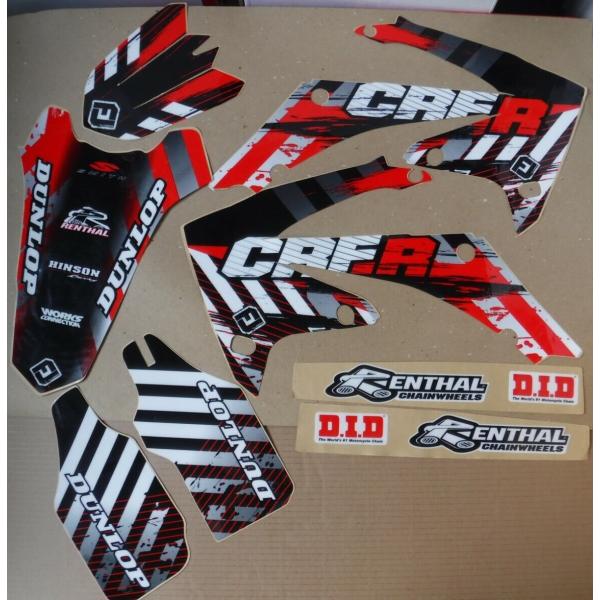 FLU DESIGNS PTS PRO TEAM SERIESノーマルのグラフィックよりも丈夫で厚みがある15mmビニールグラフィックキットの内容は写真に写っている通りです[適合車種] ホンダCRF250R 2010 2011 2012 2...