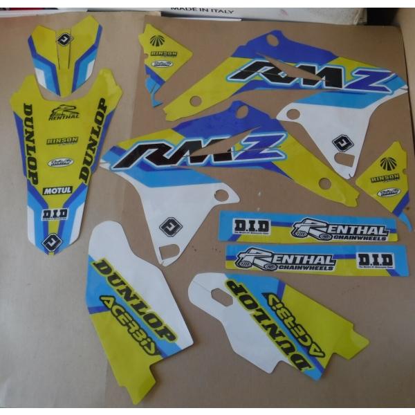 FLU DESIGNS PTS4 TEAMノーマルのグラフィックよりも丈夫で厚みがある15mmビニールグラフィックキットの内容は写真に写っている通りです[適合車種] スズキ RMZ250 2010 2011 2012 2013 2014 2...