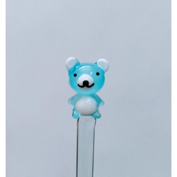 マドラークマ青のガラス細工です。【大きさ】約長さ１９０ミリ＊商品は一つ一つ手造りのため大きさや色合いが写真と異なる場合がありますのでご了承をお願い致します。