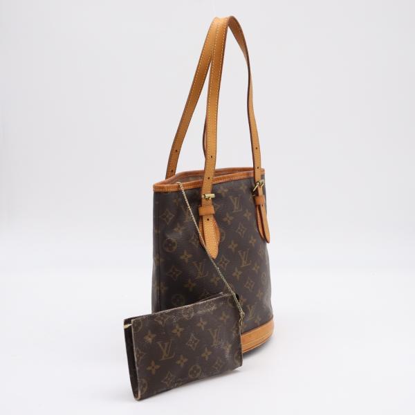 ■ブランド名LOUIS VUITTONルイ・ヴィトン■品名バケットPM■シリアルSD1010■型番M42238■カラー系統ブラウン■サイズW約22cm x H約25.5cm x D約15.5cmハンドル：約58cm■重さ490g■素材コーテ...