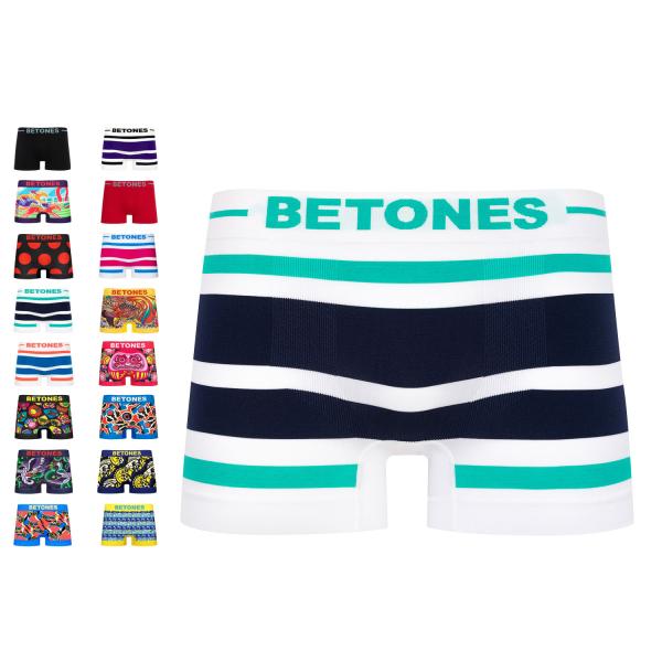 BETONESは、エジプト神話の地平線の神を冠し移り変わる空の色を鮮やかなボーダーで描く定番「AKER」をはじめ、力強い色彩とロゴが異端児的な存在感を放ち日常から特別な日までを彩るBLACKとREDのシングルカラー「SKID」、勝利を信じて...