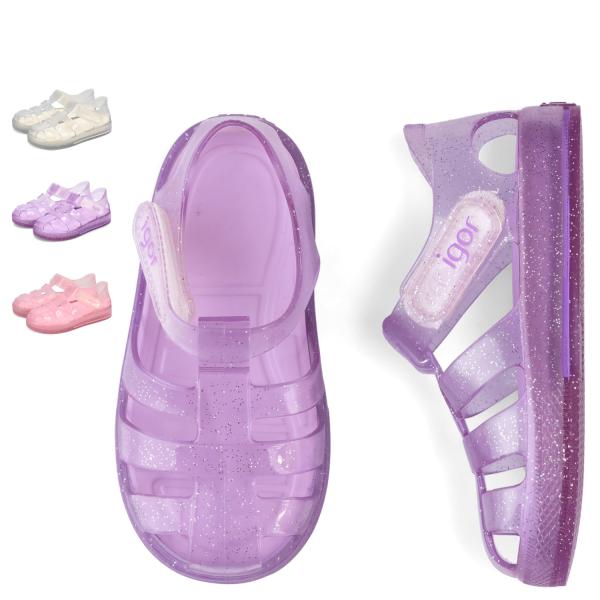 爆買【スペイン発、キッズやレディースのサンダルやレインシューズなどを手掛けるブランド IGOR】雨の日や水遊びなどでも使えるイゴールの「STAR」。ポップなカラーを使っているのが特徴的で、履き口あたりに面ファスナーがついていて、簡単に着脱や...