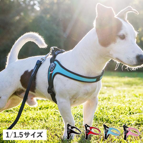 犬種の体型に合わせて胴回り部分の調節が可能なハーネスです。背中のバックルは簡単に着脱可能で、毎日の散歩やドッグラン、アジリティーなどの運動をする際に動きを妨げません。縁に光を反射するリフレクト素材を使用しているので夜間のウォーキングにもピッ...