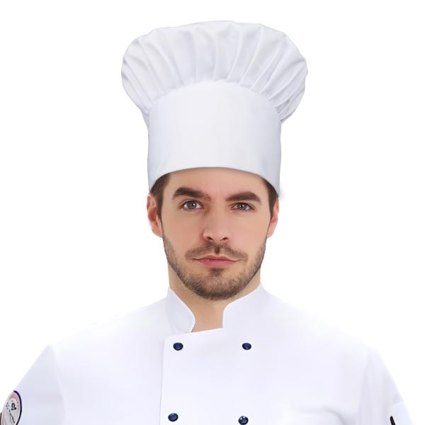 BIGHASブランドのコック帽は長時間使用しても蒸れにくい通気性の良いポリエステルとコットンを混ぜた素材を使用しております。軽くて汚れにくい、縮みにくい、ヨレにくい特徴があります。洗っても色落ちせず、シワにもなりにくいのでアイロンをかける必...