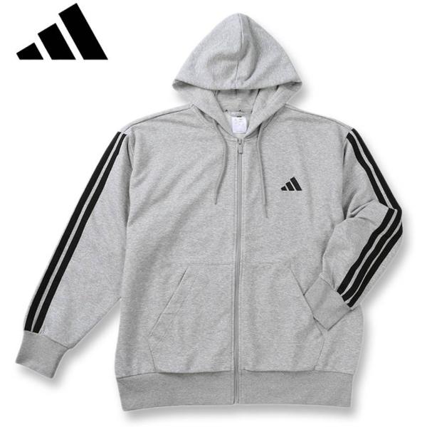 adidasのESS 3STスウェットフルジップパーカーです。肌触りの良い裏毛素材で、着脱が簡単で便利なフルジップタイプ。ロゴ刺繍とスリーストライプがアディダスらしいデザインのスウェットパーカー。【サイズについて】実際の商品を採寸した数値(...