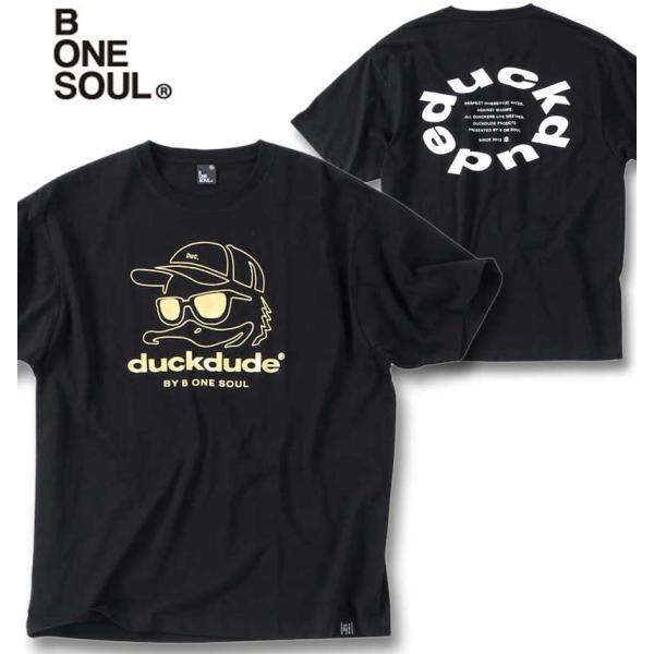 b-one-soulのDUCK DUDEメタリックフェイス半袖Tシャツです。サイズ　バスト　総丈　裾周り　肩幅　袖丈　アームホール　袖口 cm3L　130　78　130　58　24　60　424L　140　80　140　60　25　64　4...