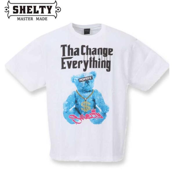 SHELTYのベアープリント半袖Tシャツです。【カラー】ホワイトカラーのため、若干の透け感があります。サイズ　バスト　総丈　裾周り　肩幅　袖丈　アームホール　袖口 cm3L　130　78　130　58　24　60　424L　140　80　1...