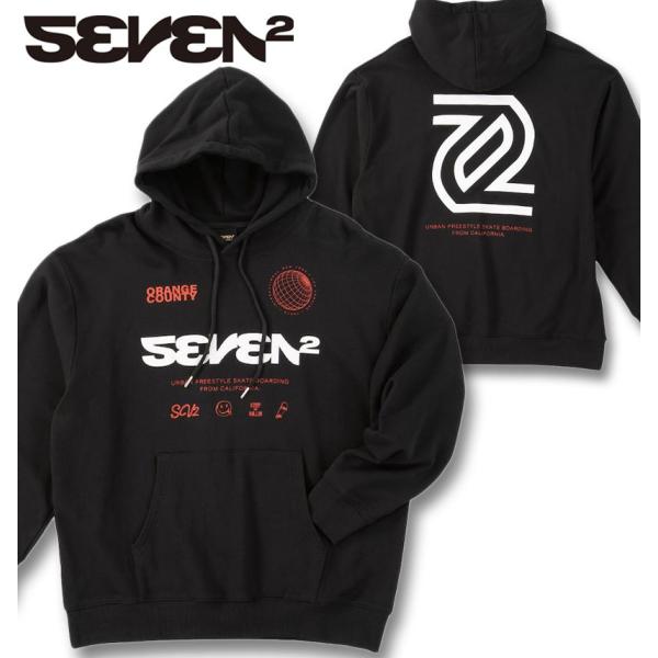 SEVEN2の裏毛プルパーカーです。季節の変わり目に重宝するプルパーカー。綿100％の裏毛スウェット素材で肌ざわりも◎サイズ　バスト　総丈　裾周り　肩幅　袖丈　アームホール　袖口 cm3L　136　78　110　60　61　62　224L　...