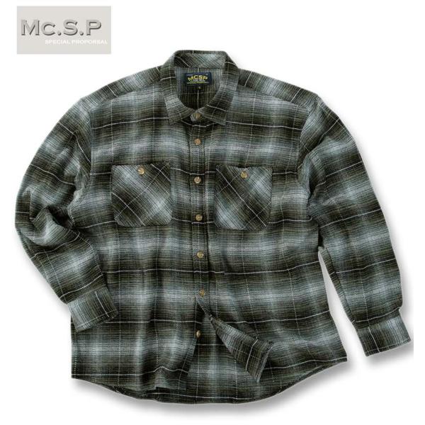 Mc.S.Pのモールチェック長袖シャツジャケットです。しっかりとした厚みで、アウター感覚でも羽織れるシャツジャケット。落ち着いたチェック柄が、大人のカジュアルスタイルを上品に演出します。サイズ　バスト　総丈　裾周り　肩幅　袖丈　アームホール...