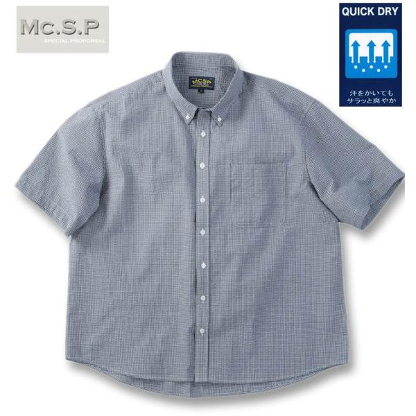 Mc.S.Pの吸汗速乾TCシアサッカーギンガムチェックB.D半袖シャツです。■デザインギンガムチェック柄が爽やかな印象を与える、カジュアルながらもきちんと感のあるボタンダウン半袖シャツ。シアサッカー素材特有の凹凸感があり、表情のある仕上がり...