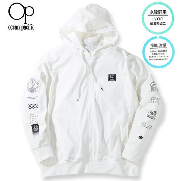 OCEAN PACIFICの接触冷感ストレッチUV長袖フルジップパーカーです。両袖にブランドを象徴するプリントを施した、シンプルながら存在感のあるデザイン。■素材・機能・水陸両用で使える耐塩素加工・UVカット機能付きで日差し対策にも対応・接...