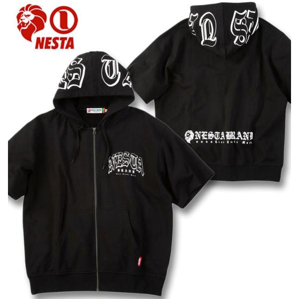 NESTA BRANDの半袖フルジップパーカーです。・この商品とセットアップになるアイテム1274-6250-2-98　NESTA BRAND スウェットハーフパンツサイズ　バスト　総丈　裾周り　肩幅　袖丈　アームホール　袖口 cm3L　1...