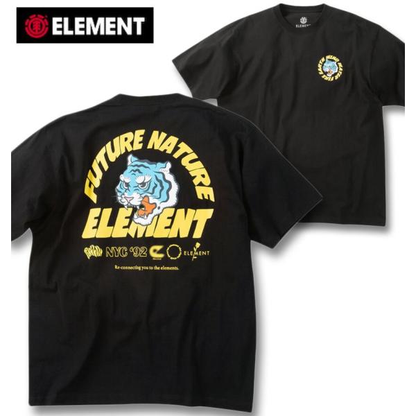 ELEMENTのTIGER半袖Tシャツです。インパクトのあるタイガーデザインをプリントで表現したショートスリーブTシャツ。オープンエンド糸を使用したコットン100％素材。ラフでナチュラルな風合いが楽しめます。ELEMENTらしいスケートカル...