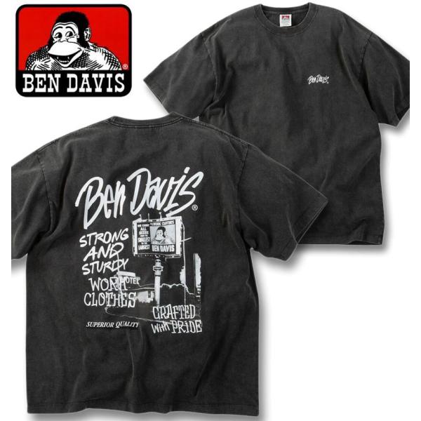 BEN DAVISのロードサイドヴィンテージ半袖Tシャツです。古着のような味わいを楽しめる、レトロな加工を施したベンデイビスのTシャツ。サイズ　バスト　総丈　裾周り　肩幅　袖丈　アームホール　袖口 cm3L　130　78　130　58　24...