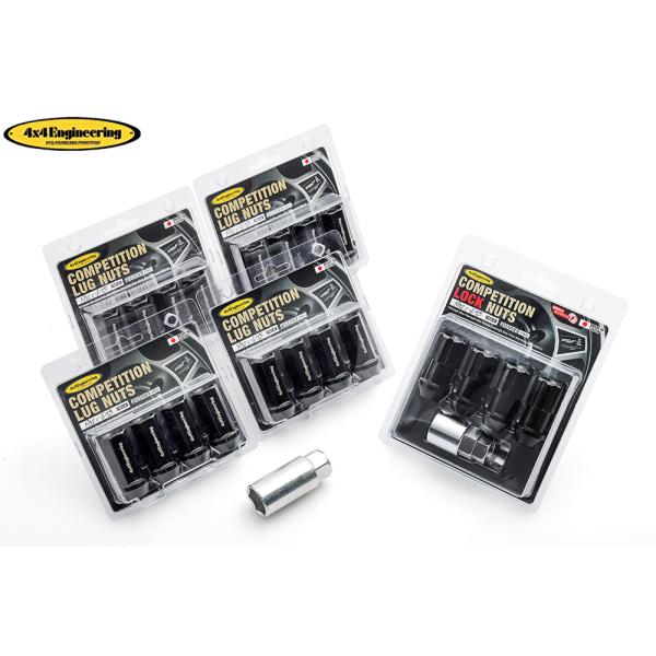 ◆4X4Engineering コンペティションロックナットセット・ランドクルーザー76/79/200/100、Jeep JL/JKラングラーなどに最適＊ロックナット×4、ラグナット×16、変換アダプター×1■M14x1.5 車両に使用可能...