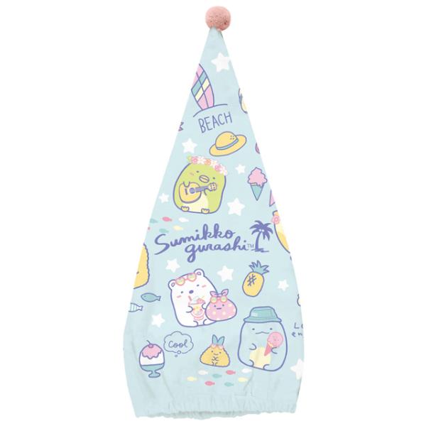 (C)san-xサンエックスの大人気キャラクター「すみっコぐらし」のキャップタオルです☆お風呂やプールの後にとっても便利！濡れた髪をまとめて包むよ♪穴から手が入れられるのでロングヘアーもまとめやすい！保育園・幼稚園・学校などのプールの授業や...
